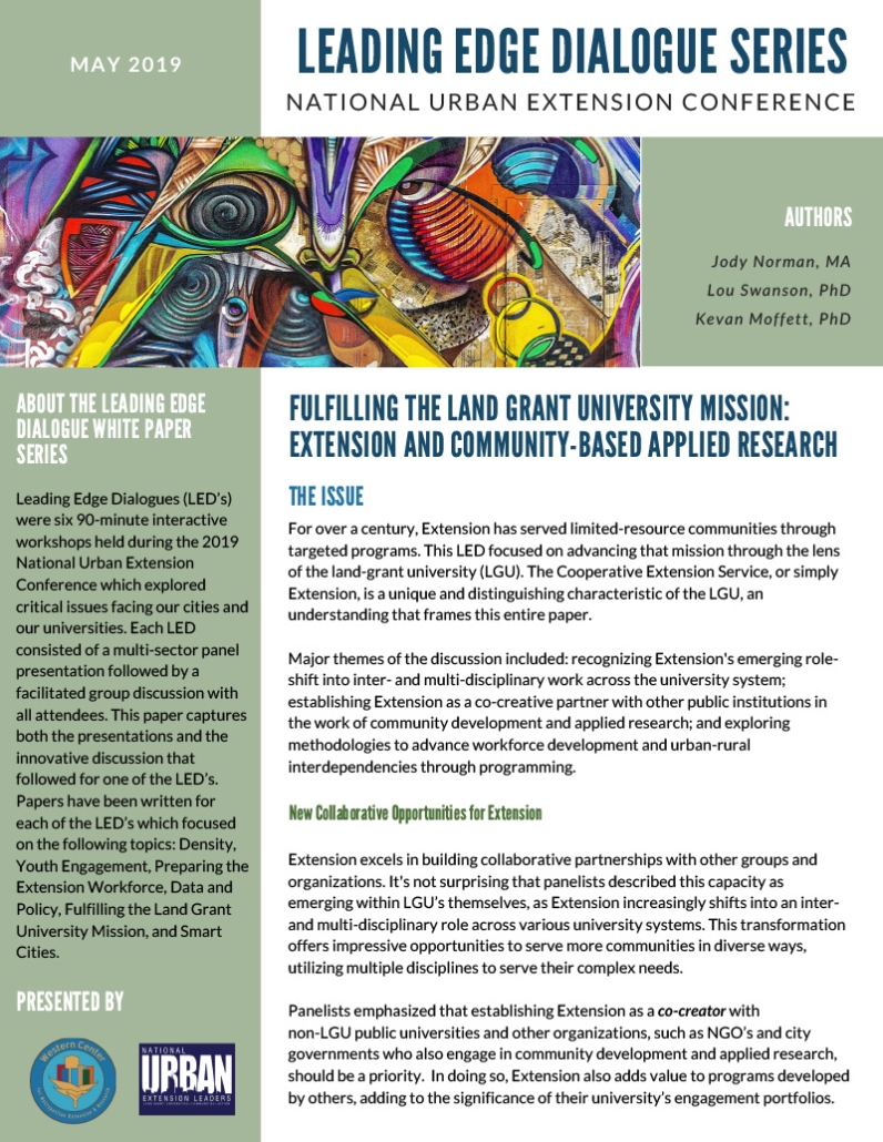 Fulfilling the land grant university mission: Extension and community ...